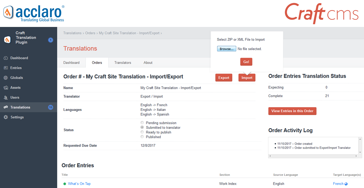 Translations for Craft Plugin